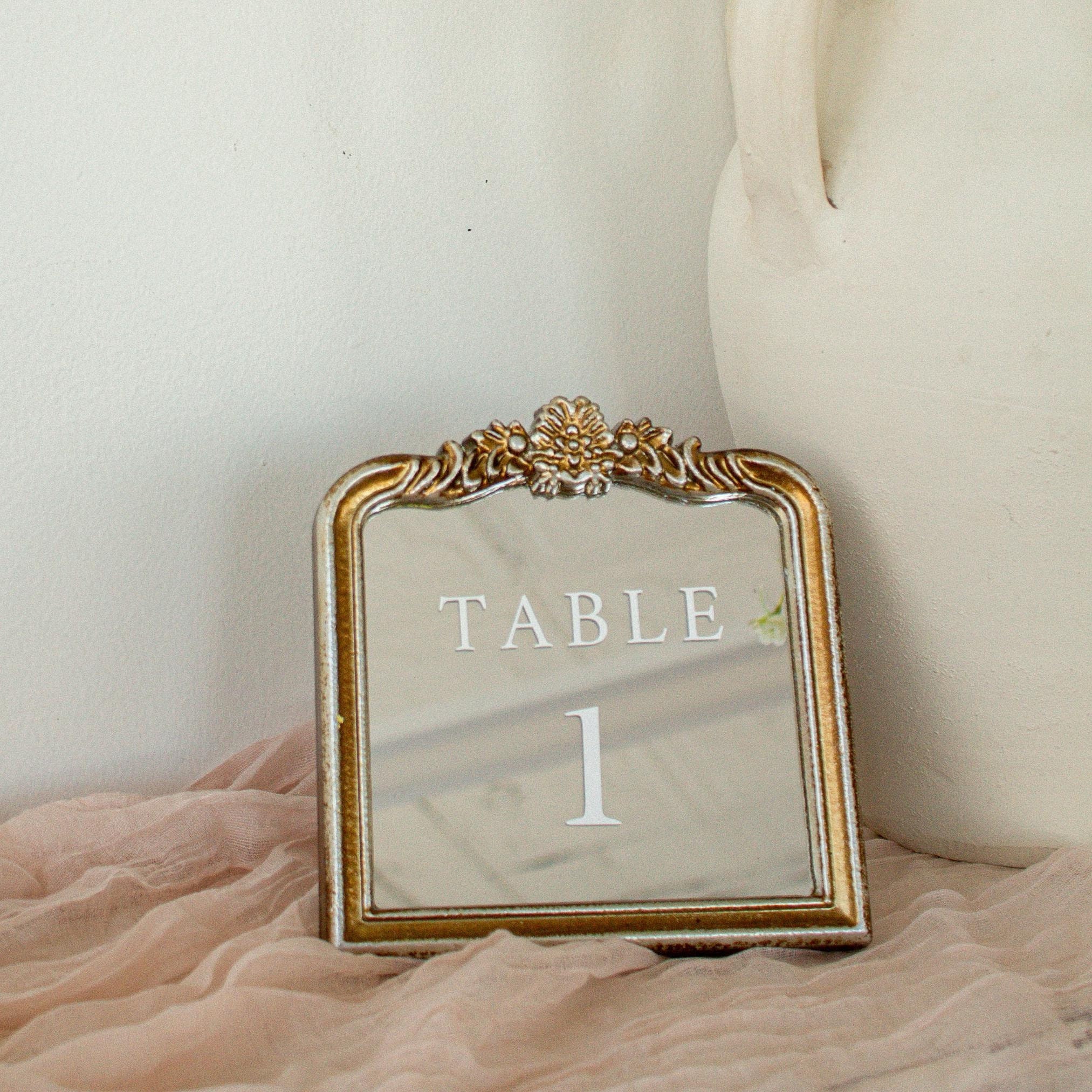 Wedding Table Numbers: Gold Mirror Reception Table Signs + Decorations ...