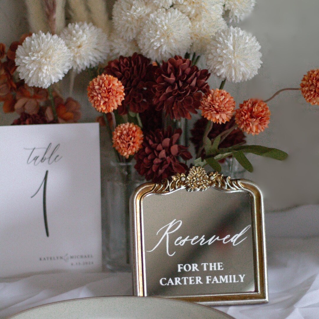 Reserved Table Sign | Wedding Mirror | Reception Table Sign | Wedding ...