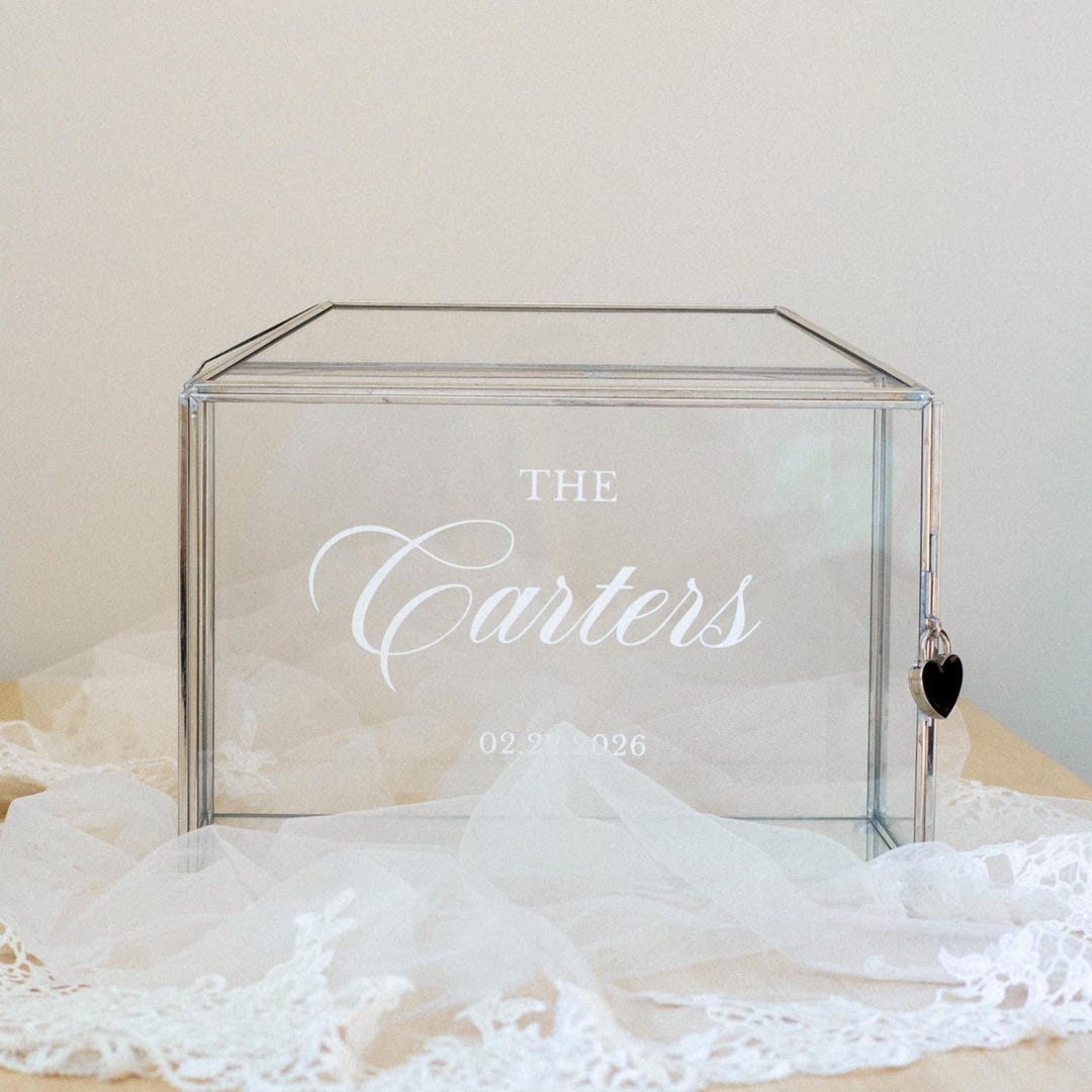 Glass Wedding Card Box: Silver Card Box for Wedding Gift Table - Etsy
