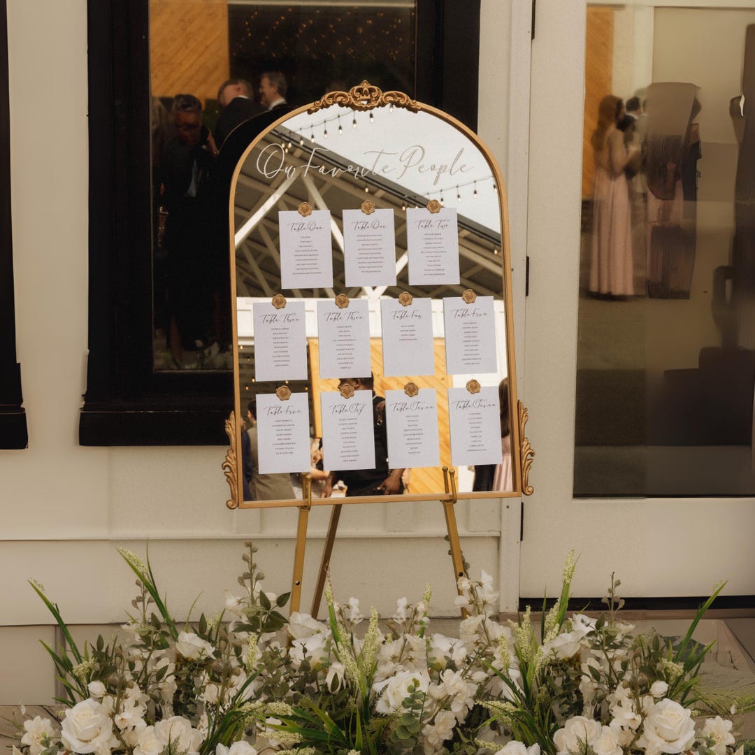 Gold Mirror Wedding Seating Chart + Wedding Signs + Wedding Guest List ...
