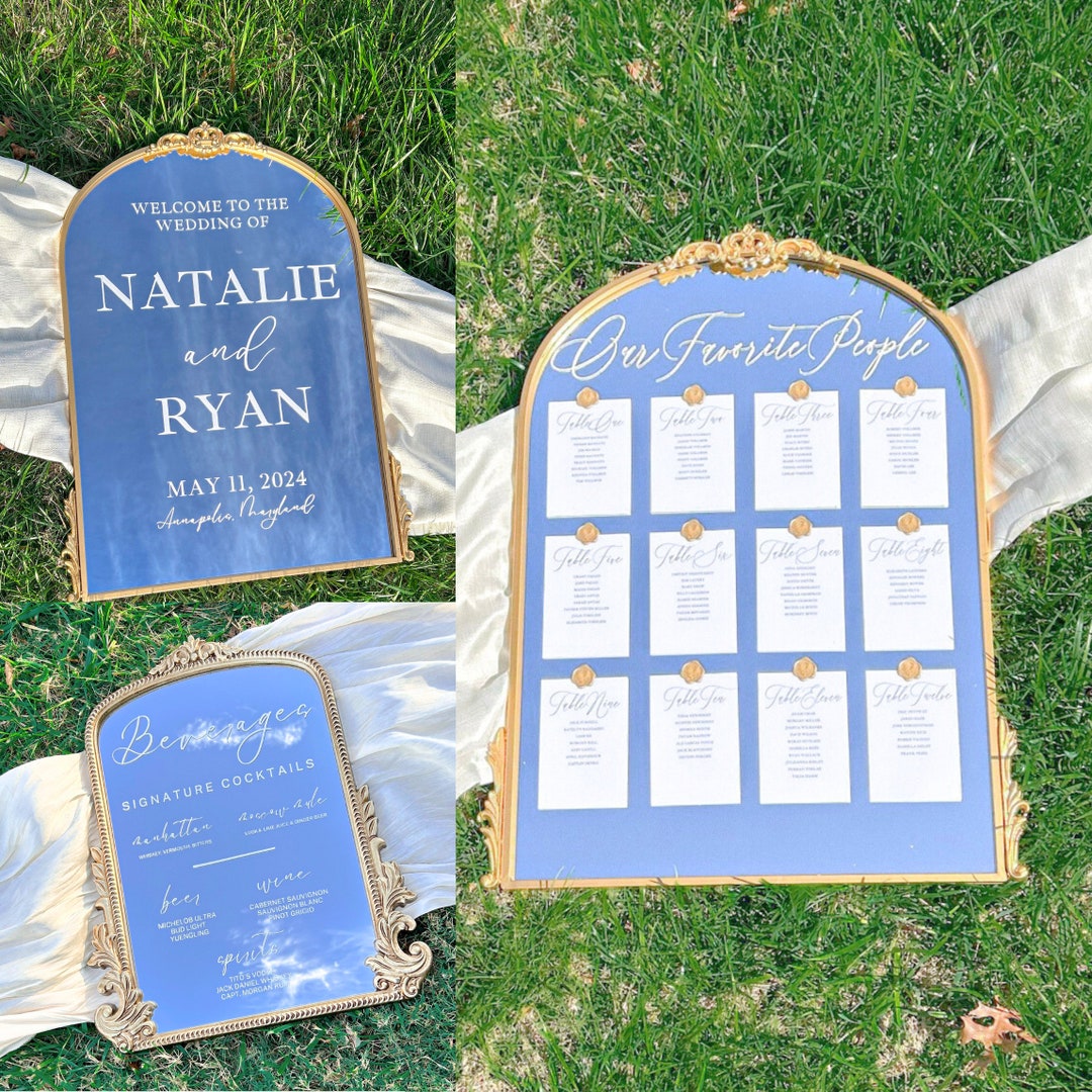 Mirror Wedding Signs | Elegant Wedding Welcome Sign | Reception Seating ...