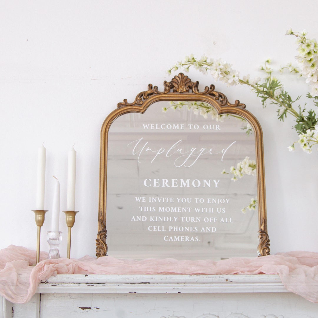 Unplugged Ceremony Sign | Wedding Mirror | Phone Free Wedding | Elegant ...