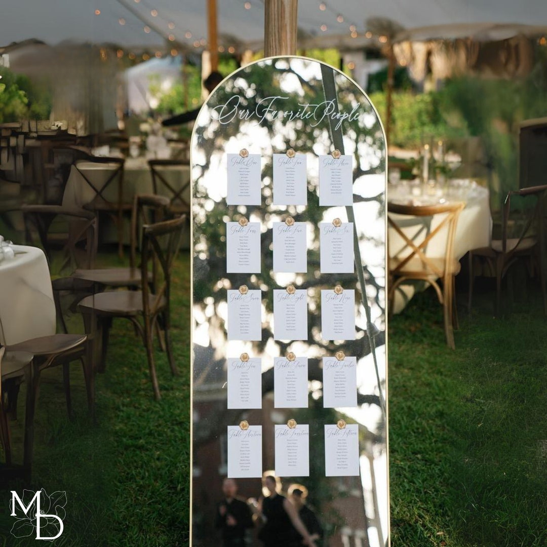 Wedding Mirror Seating Chart Elegant Wedding Signage Table Seating ...
