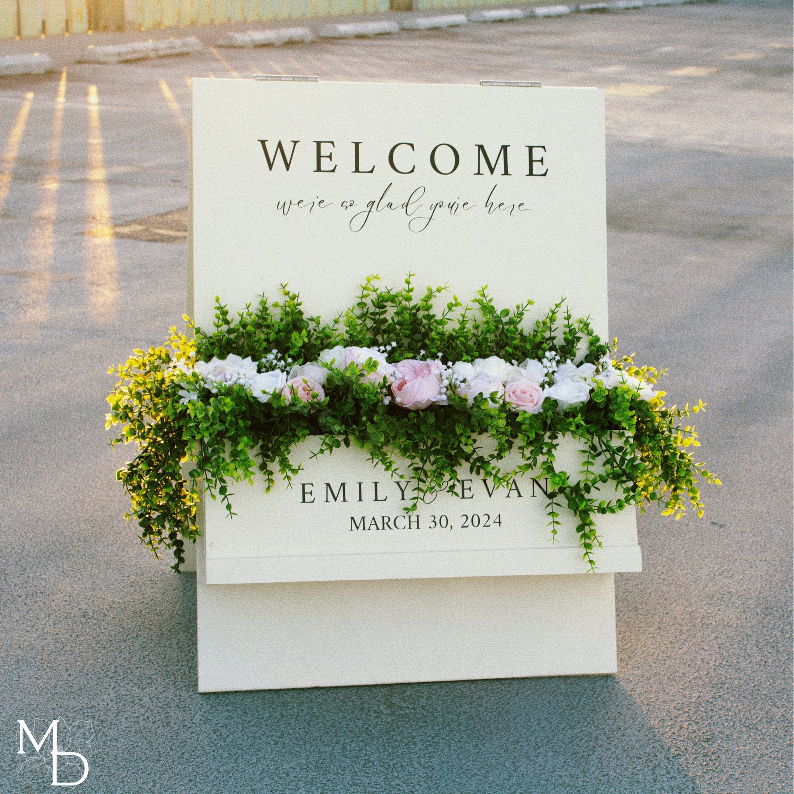 Wedding Welcome Sign With Flower Box, Wood Welcome Wedding Sign ...