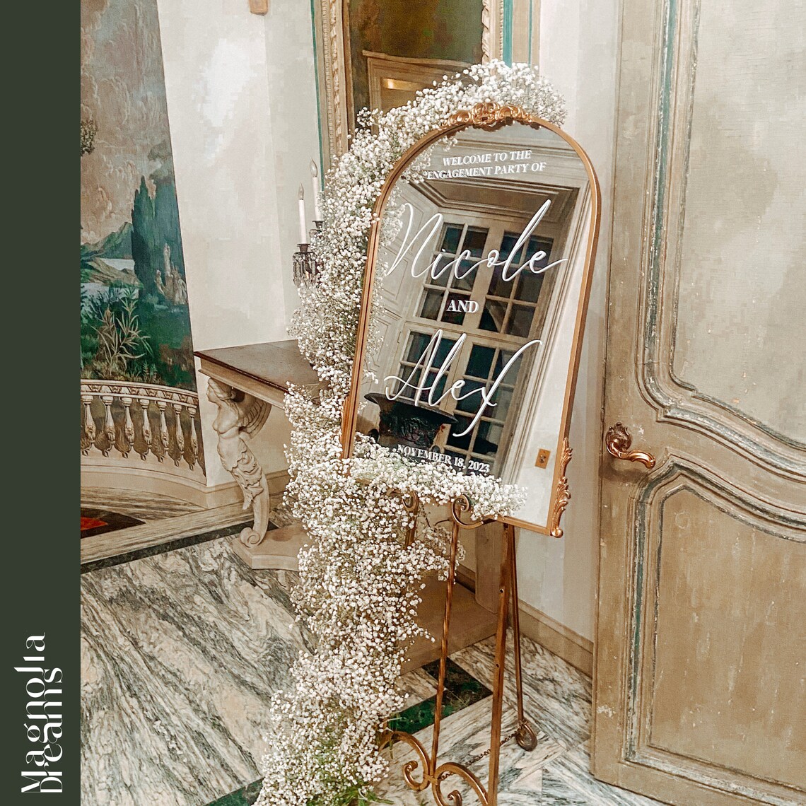 Elegant Wedding Welcome Large Gold Mirror Arch With Flourish - Etsy