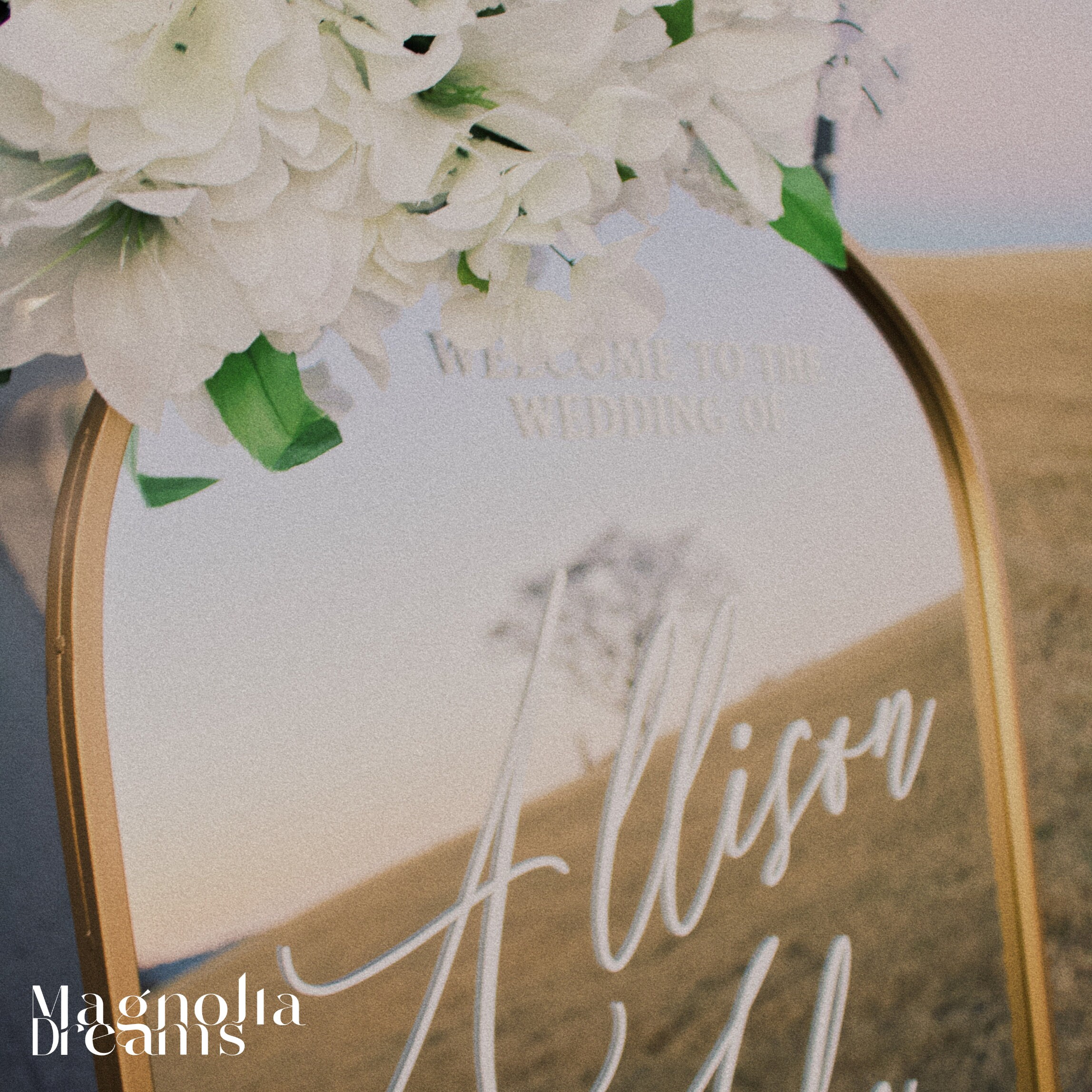 Custom Gold Arch Mirror Welcome Sign for Elegant Wedding Personalized ...