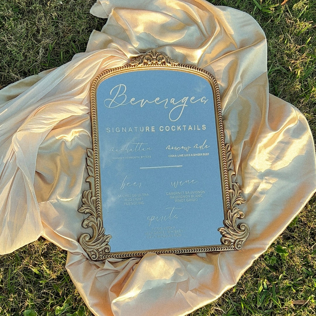 Custom Cocktail Menu Personalized Drinks Sign Acrylic Wedding Sign His ...