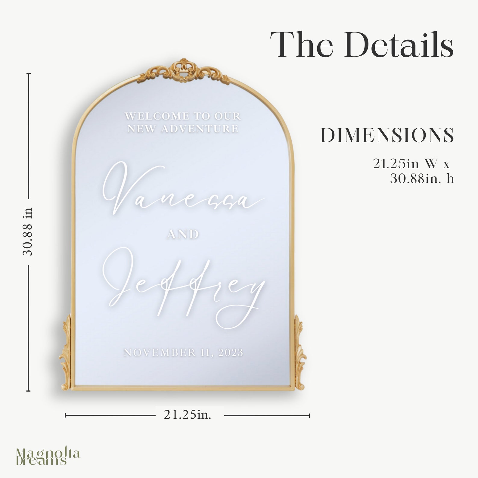 Gold Arch Mirror Wedding Welcome Sign Elegant Decor for Weddings and ...