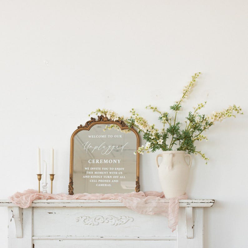 Unplugged Ceremony Sign | Wedding Mirror | Phone Free Wedding | Elegant ...
