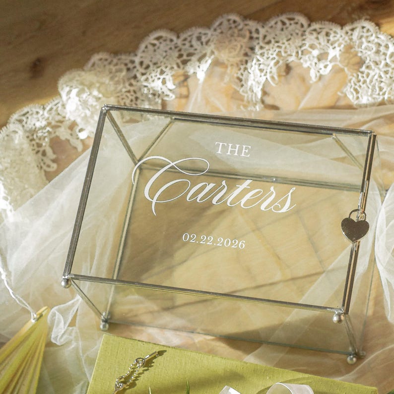 Glass Wedding Card Box: Silver Card Box for Wedding Gift Table - Etsy