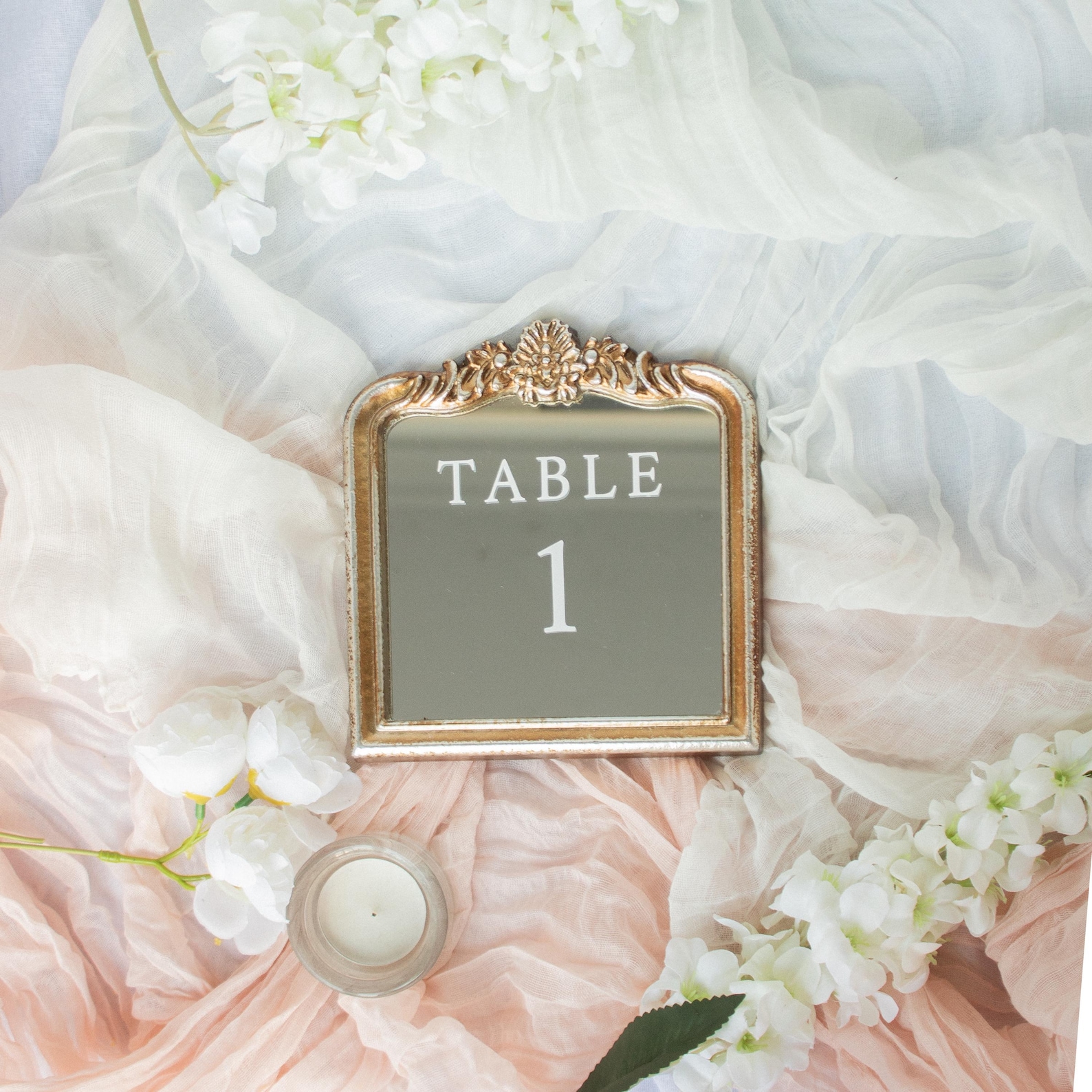 Wedding Table Numbers: Gold Mirror Reception Table Signs + Decorations ...