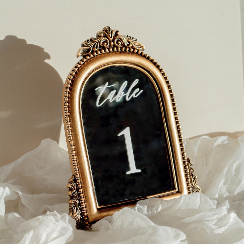 Gold Arch Mirror Table Numbers: Vintage Wedding Reception Decor - Etsy