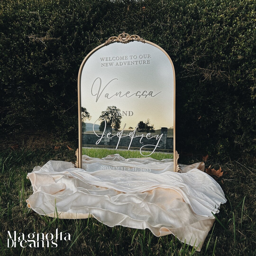 Gold Arch Mirror Wedding Welcome Sign Elegant Decor for - Etsy