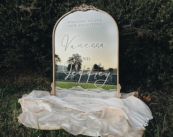 Gold Arch Mirror Wedding Welcome Sign Elegant Decor for - Etsy
