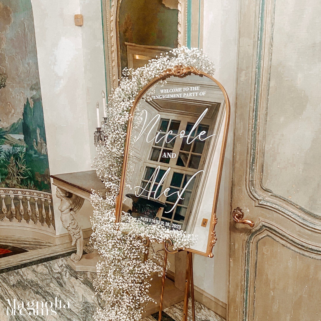 Elegant Wedding Welcome, Large Gold Mirror Arch With Flourish Design ...