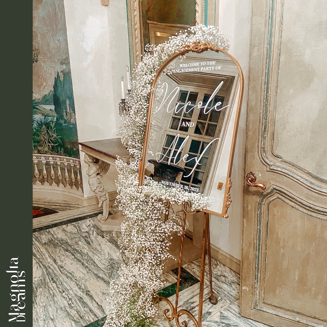 Elegant Wedding Welcome, Large Gold Mirror Arch With Flourish Design ...