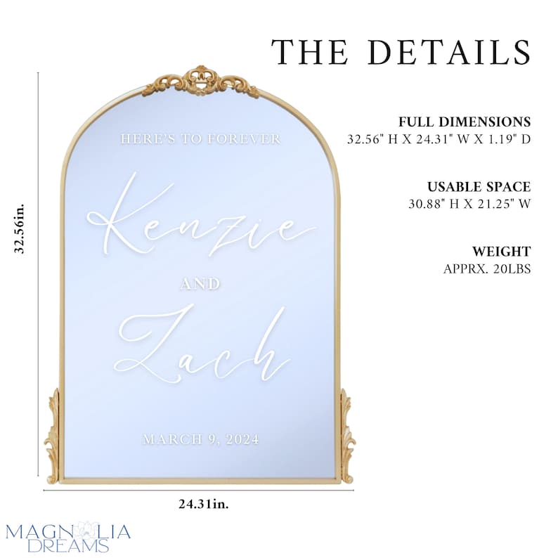 Mirror Welcome Sign Wedding Mirror Elegant Wedding Welcome Gold Arch ...