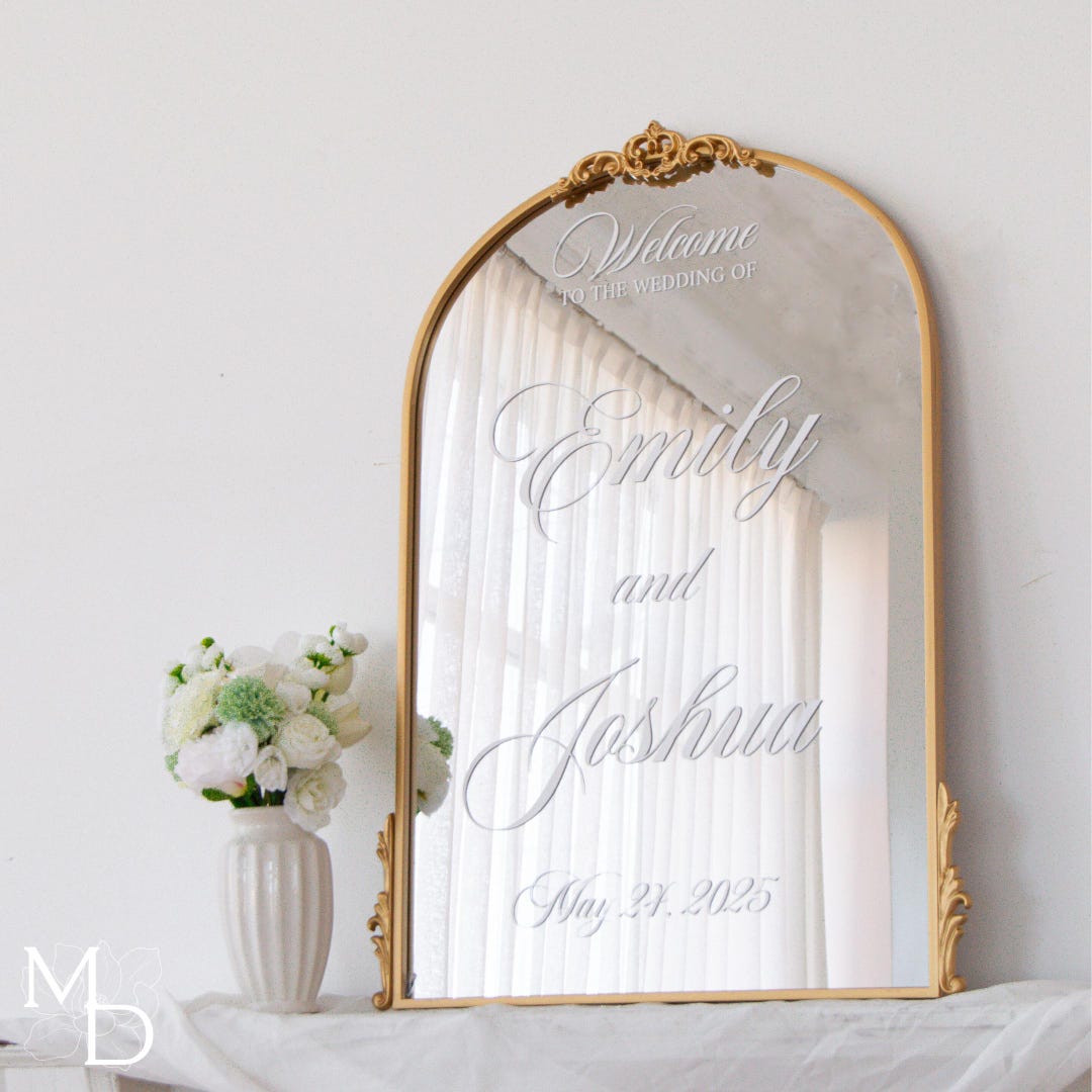 Wedding Mirror Sign, Wedding Welcome Sign Mirror, Elegant Wedding ...