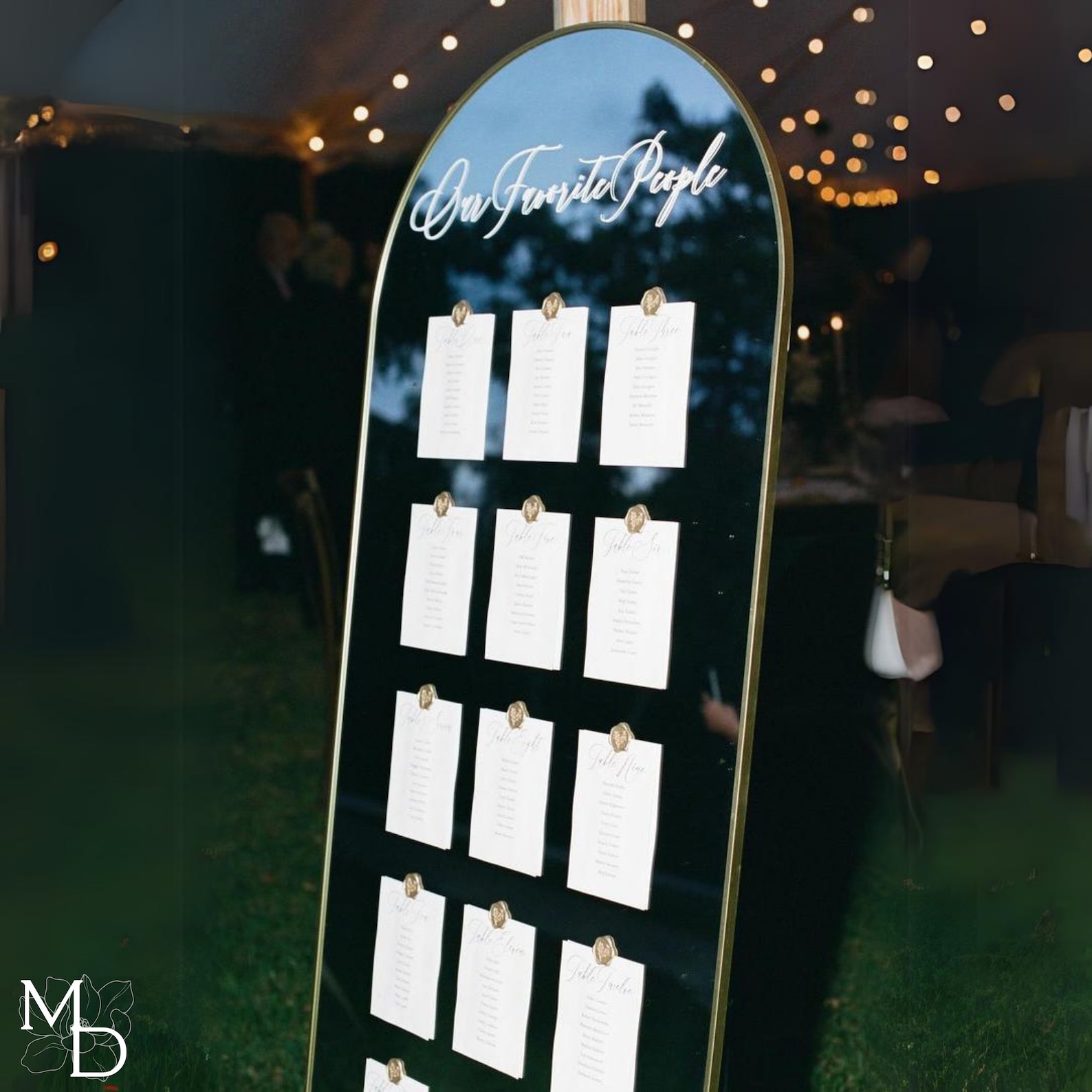 Wedding Mirror Seating Chart | Elegant Wedding Signage | Table Seating ...