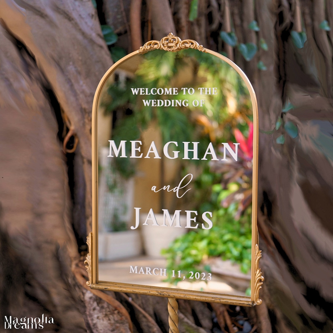 Gold Arch and Flourish Mirror for Elegant Wedding Welcome Sign Large ...