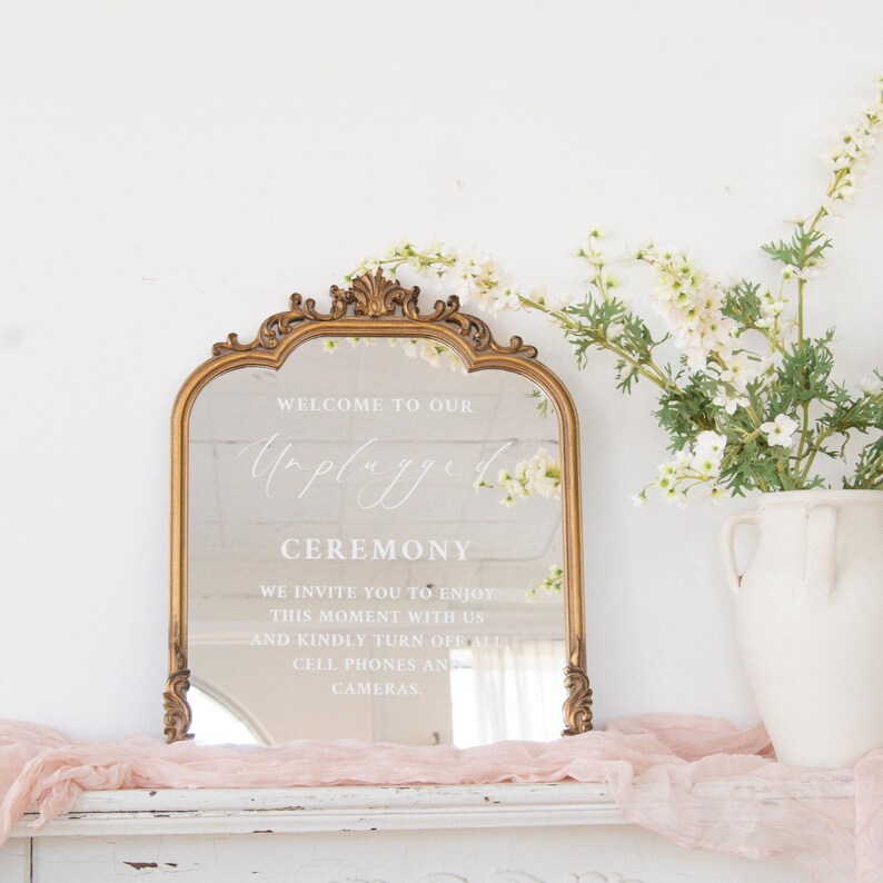 Unplugged Ceremony Sign | Wedding Mirror | Phone Free Wedding | Elegant ...
