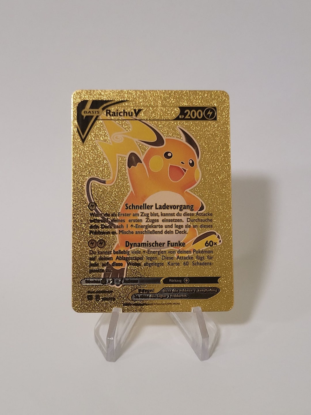 Pokemon Card Raichu V Gold Plastic Card Custom Made Trading Card Gift ...
