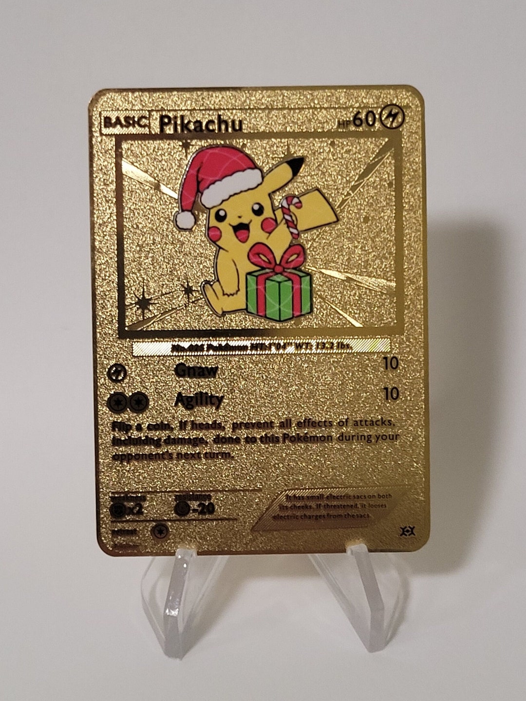 Pokemon Card Pikachu Gold Metal Card Custom Made Love Gift Present Cute ...