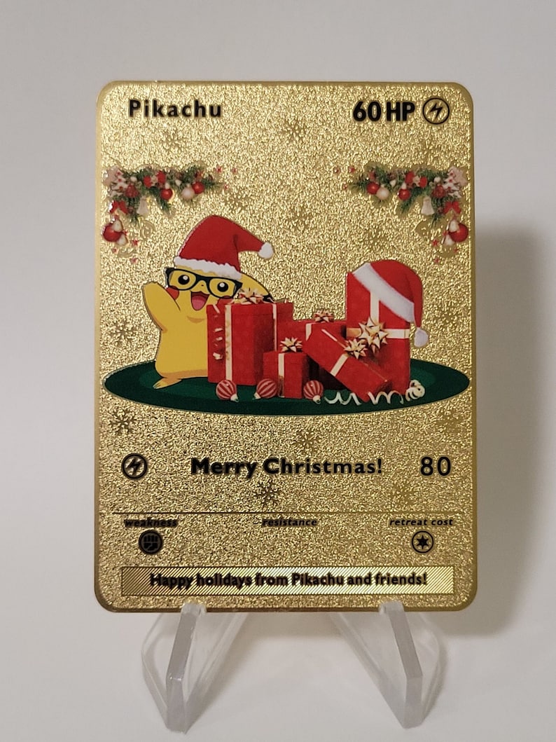 Pokemon Card Pikachu Gold Metal Card Custom Made Love Gift Present ...