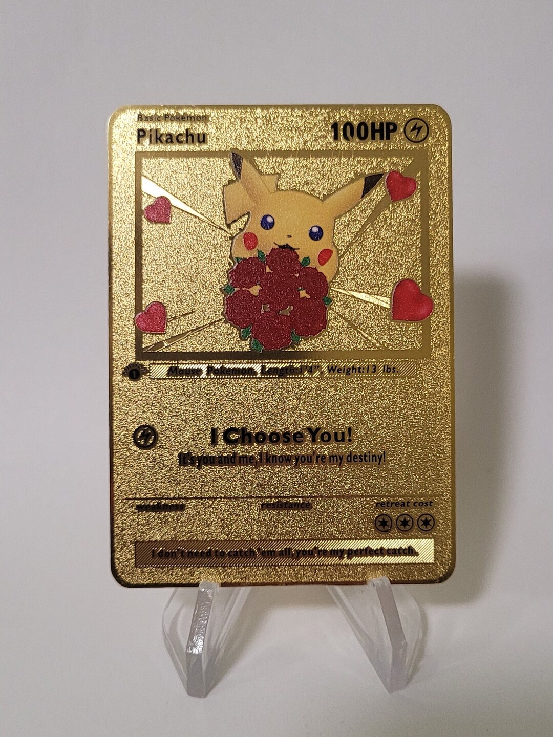 Pokemon Card Pikachu "i Choose You" Gold Metal Card Custom Made Love ...