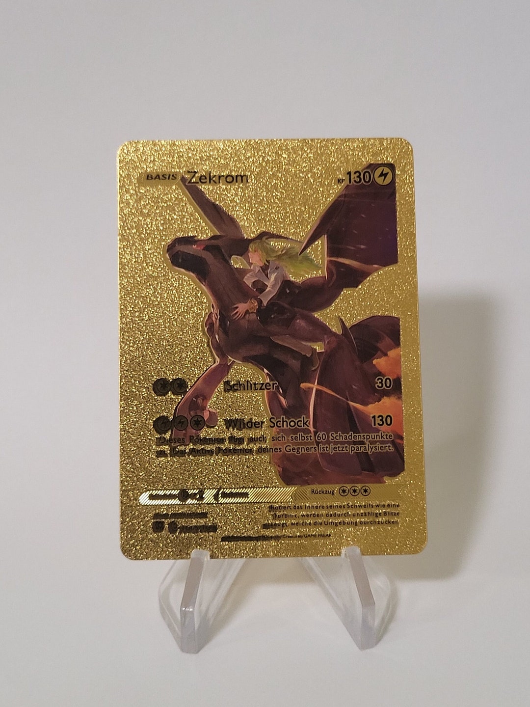 Pokemon Card Zekrom Gold Plastic Card Custom Made Trading Card Gift ...