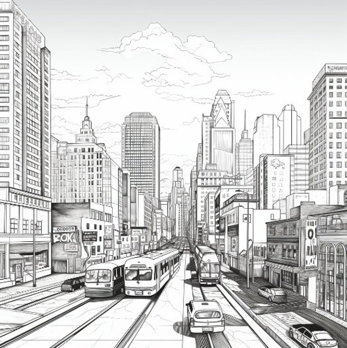 Drawing Template of a Busy City, Rural Drawing Template, City Drawing ...
