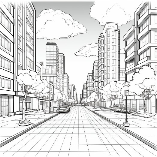 Drawing Template of a Busy City, Rural Drawing Template, City Drawing ...