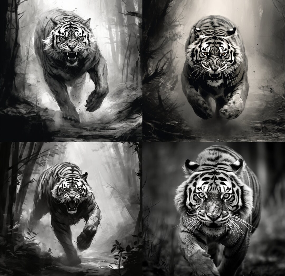 Drawing Template of a Tiger, Drawing of a Tiger, Coloring Template of a ...