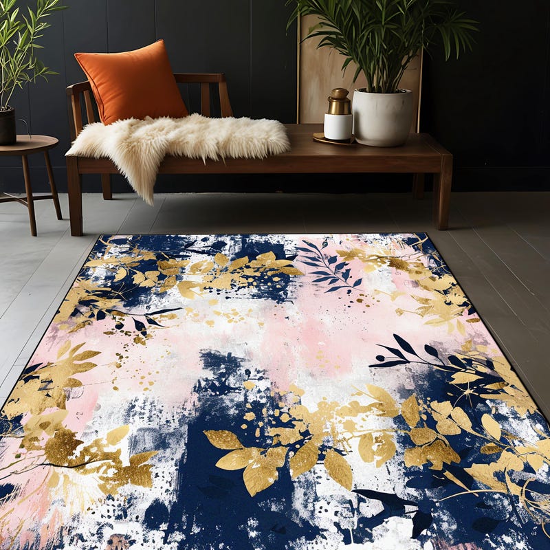 Pink Abstract Floral Rugs - Etsy