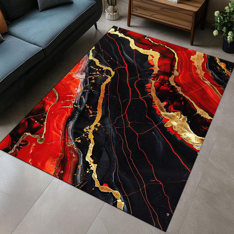 Marble Rug for Living Room - Etsy UK