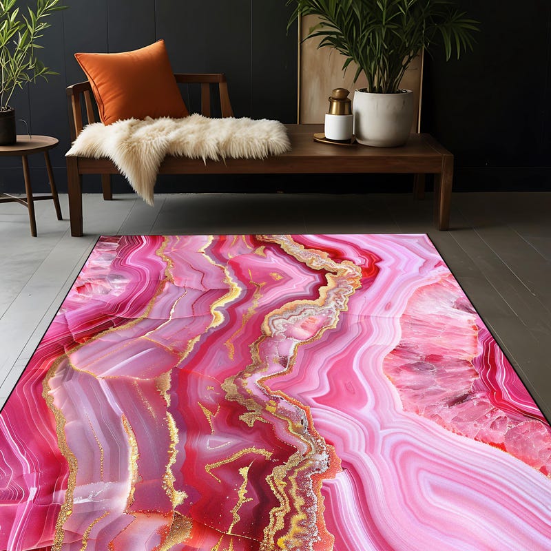 Pink Abstract Rug - Etsy