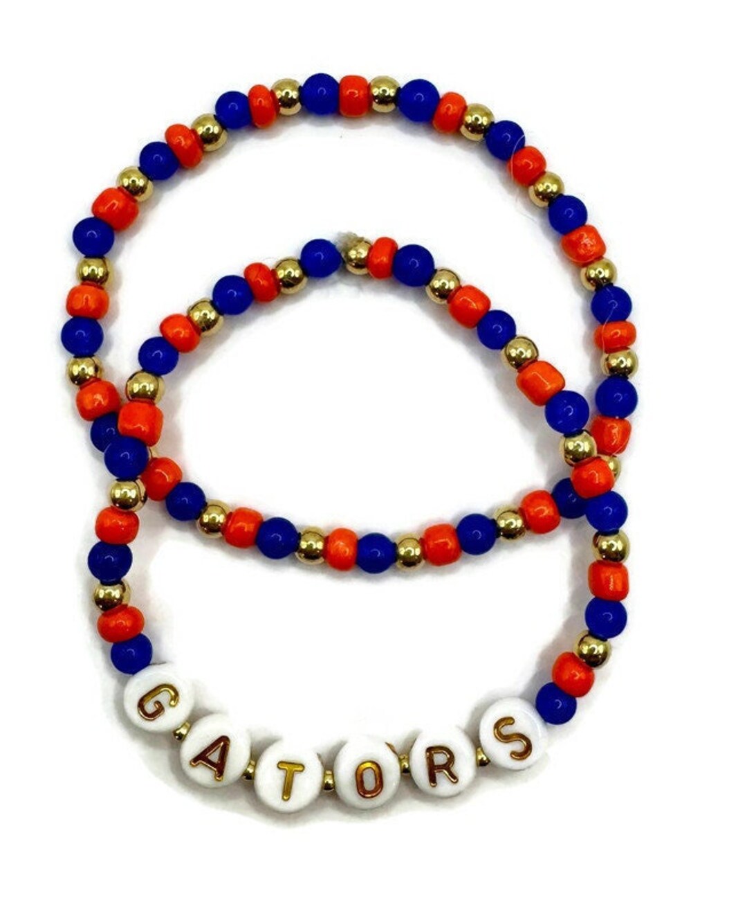Game Day College Florida Orange and Blue Elastic 4mm Beaded Bracelets ...