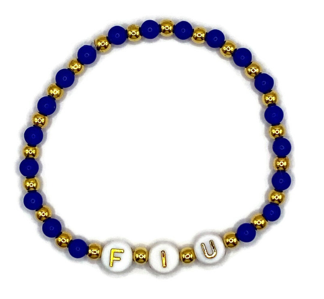 Florida International University FIU Blue and Gold Beaded Elastic ...