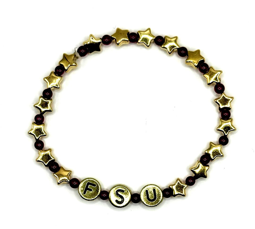 FSU 'noles Beaded Garnet and Gold Beaded Round and Star Elastic ...
