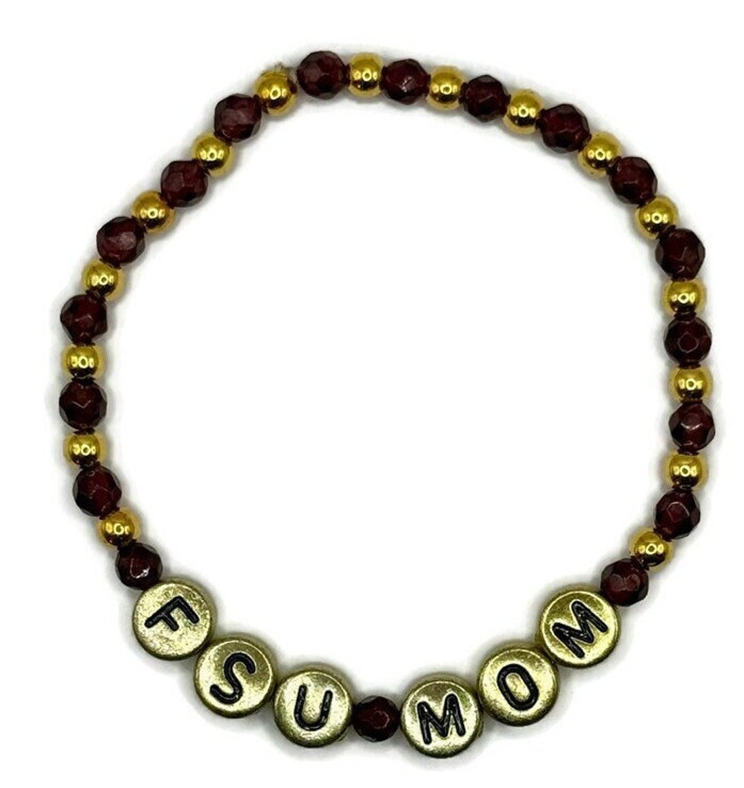 Florida State Seminoles "fsu Mom" Beaded Garnet and Gold Elastic ...