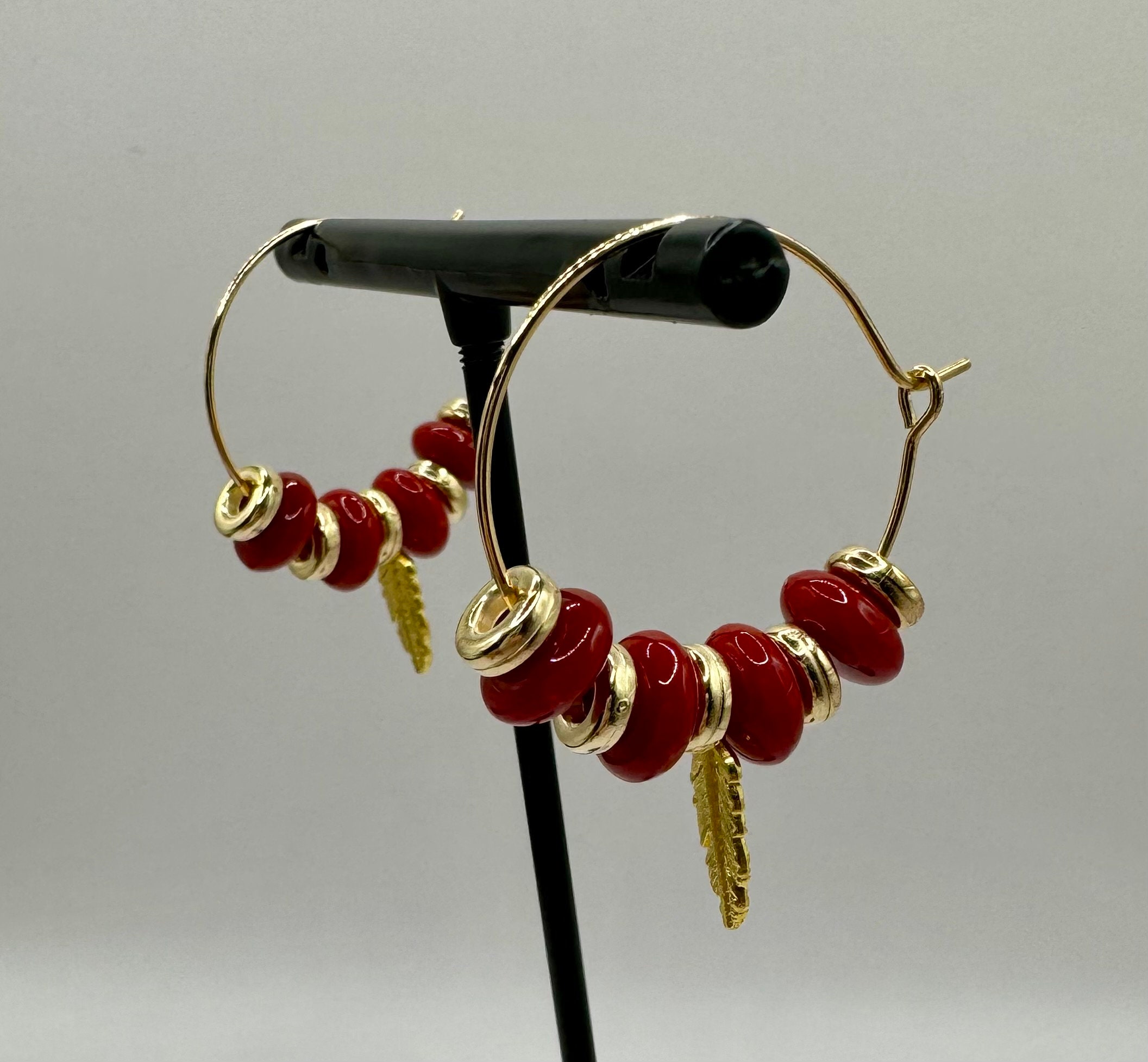 FSU Garnet and Gold FSU 1 Hoop Earrings With Feather Charm - Etsy