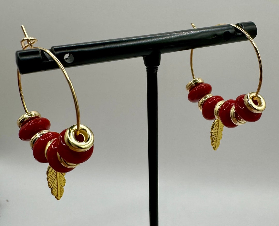 FSU Garnet and Gold FSU 1 Hoop Earrings With Feather Charm - Etsy