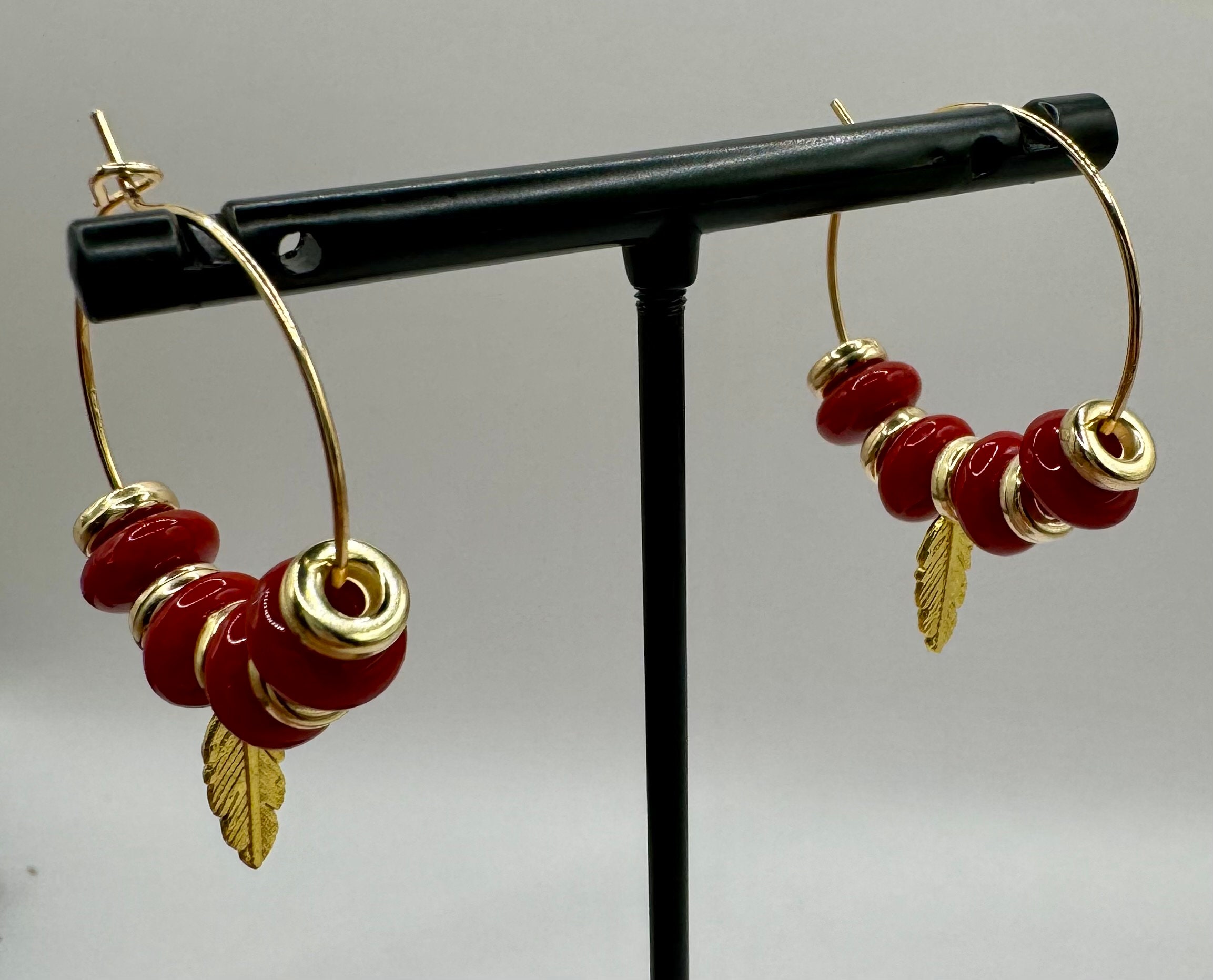 FSU Garnet and Gold FSU 1 Hoop Earrings With Feather Charm - Etsy