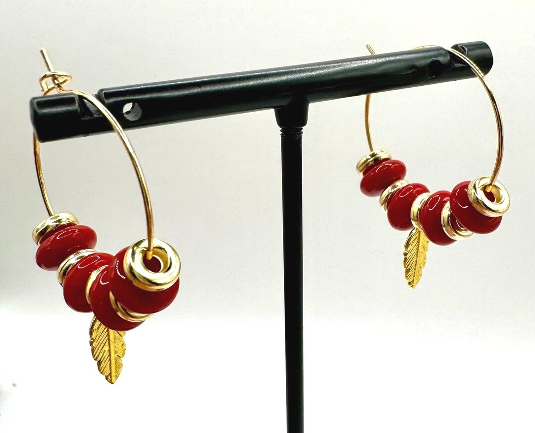 FSU Garnet and Gold FSU 1” Hoop Earrings With Feather Charm - Etsy