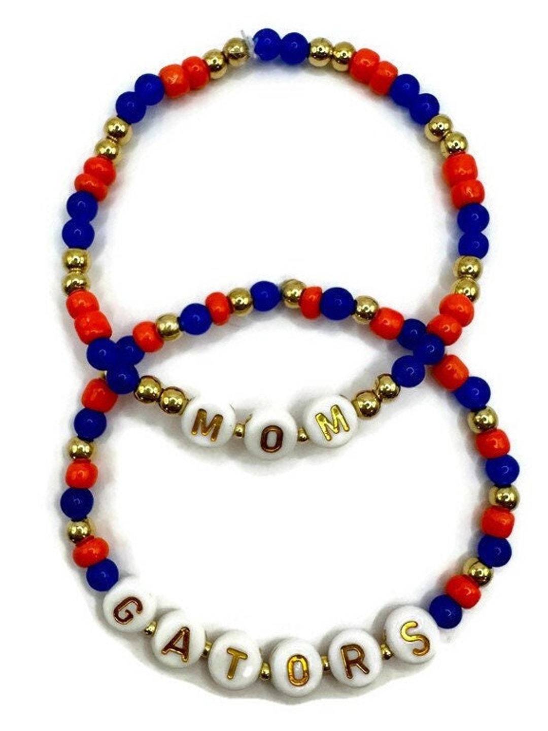 UF University of Florida Gators Mom Orange and Blue Elastic 4mm Beaded ...