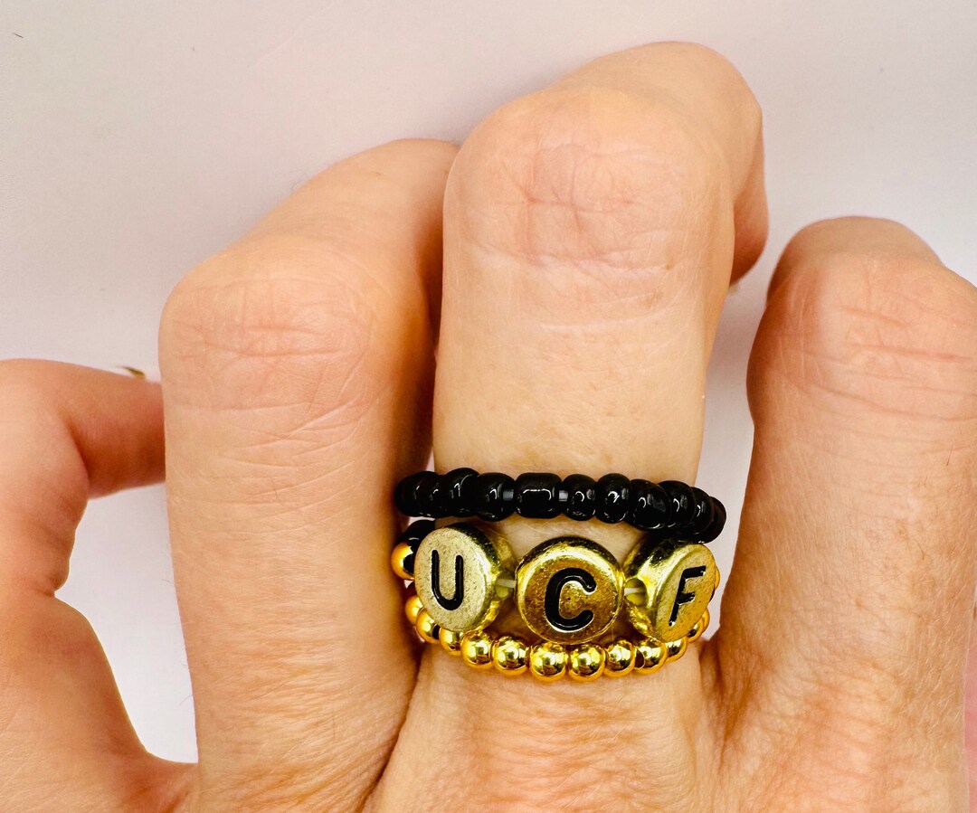 University of Central Florida UCF Black and Gold Elastic Beaded Rings ...