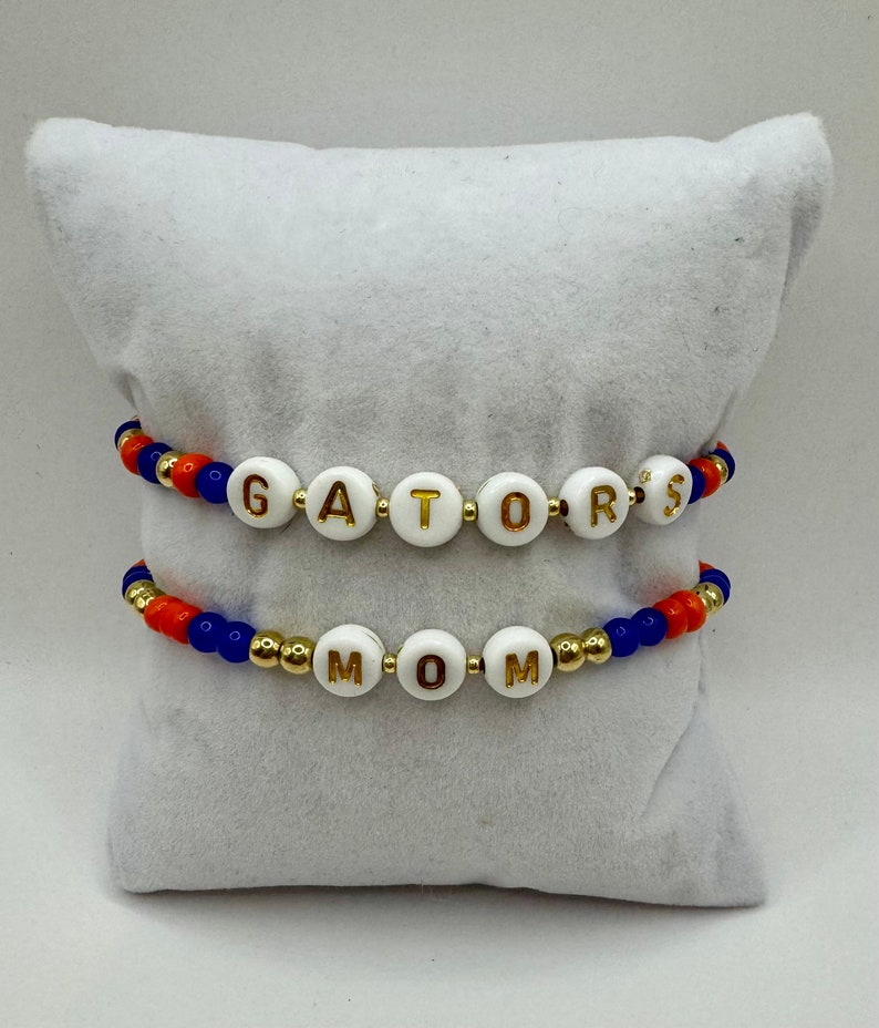 UF University of Florida Gators Mom Orange and Blue Elastic 4mm Beaded ...