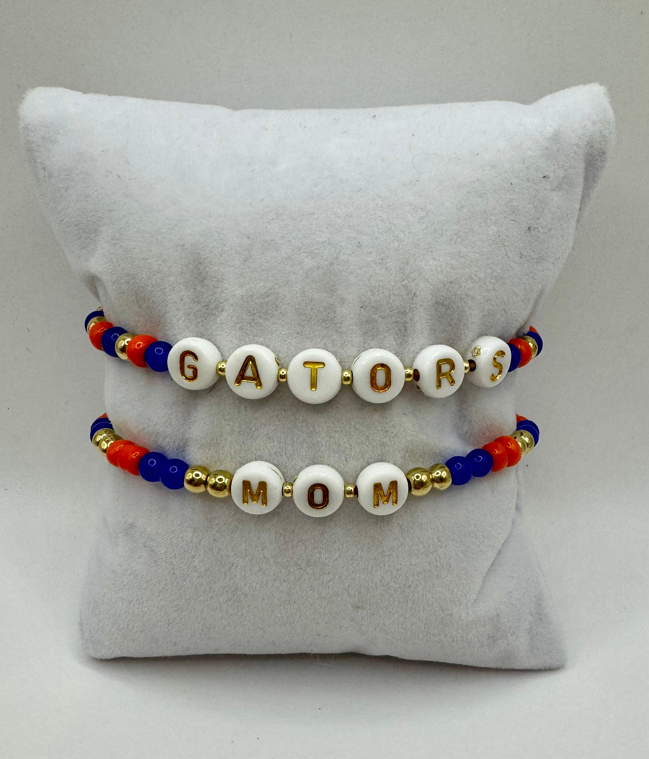 UF University of Florida Gators Mom Orange and Blue Elastic 4mm Beaded ...