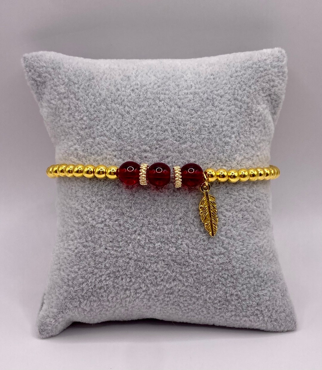 Florida State Seminole Garnet and Gold 4mm Beaded Bracelet With Feather ...