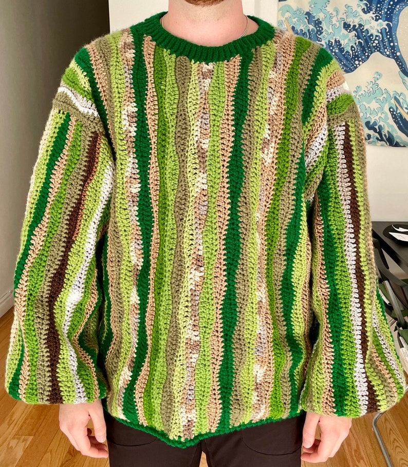 Crocheted Wave Sweater - Earthy Palette - Etsy